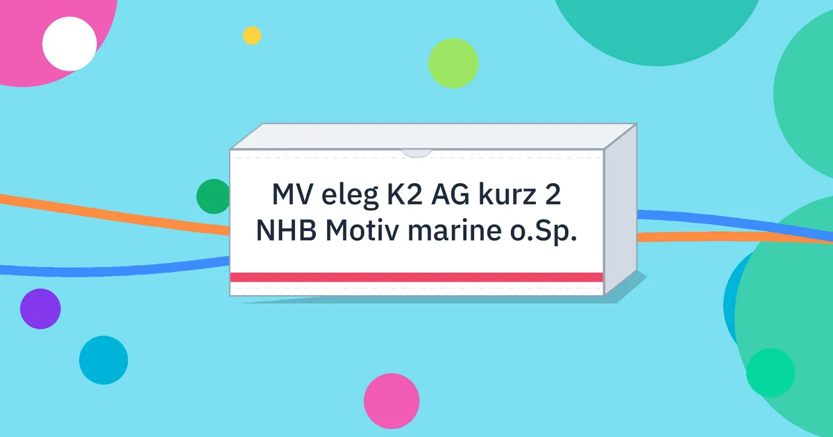 Symbolbild: Packung mit der Aufschrift MV eleg K2 AG kurz 2 NHB Motiv marine o.Sp. (PZN 15708727) – Verfügbarkeit und Bezug in Apotheken in Frankfurt am Main