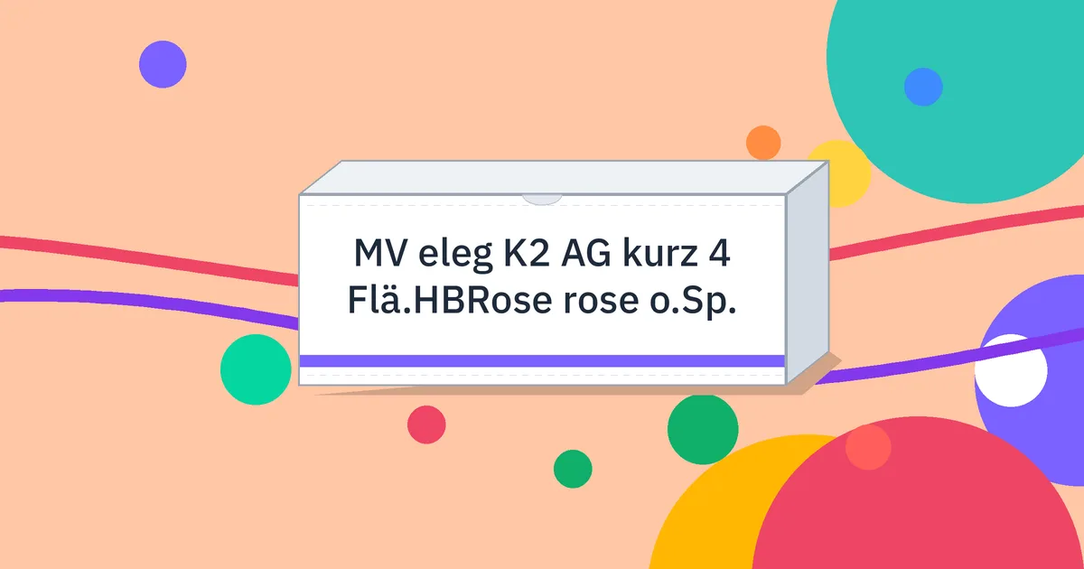 Symbolbild: Packung mit der Aufschrift MV eleg K2 AG kurz 4 Flä.HBRose rose o.Sp. (PZN 15703888) – Verfügbarkeit und Bezug in Apotheken in Frankfurt am Main