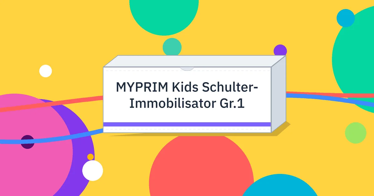 Symbolbild: Packung mit der Aufschrift MYPRIM Kids Schulter-Immobilisator Gr.1 (PZN 17879597) – Verfügbarkeit und Bezug in Apotheken in Frankfurt am Main