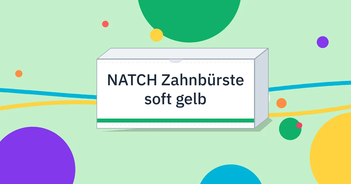 Symbolbild: Packung mit der Aufschrift NATCH Zahnbürste soft gelb (PZN 19273752) – Verfügbarkeit und Bezug in Apotheken in Frankfurt am Main