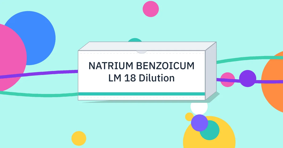 Symbolbild: Packung mit der Aufschrift NATRIUM BENZOICUM LM 18 Dilution (PZN 12959854) – Verfügbarkeit und Bezug in Apotheken in Frankfurt am Main