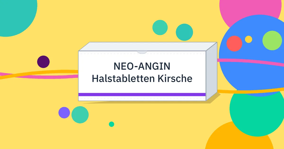 Symbolbild: Packung mit der Aufschrift NEO-ANGIN Halstabletten Kirsche (PZN 10994817) – Verfügbarkeit und Bezug in Apotheken in Frankfurt am Main