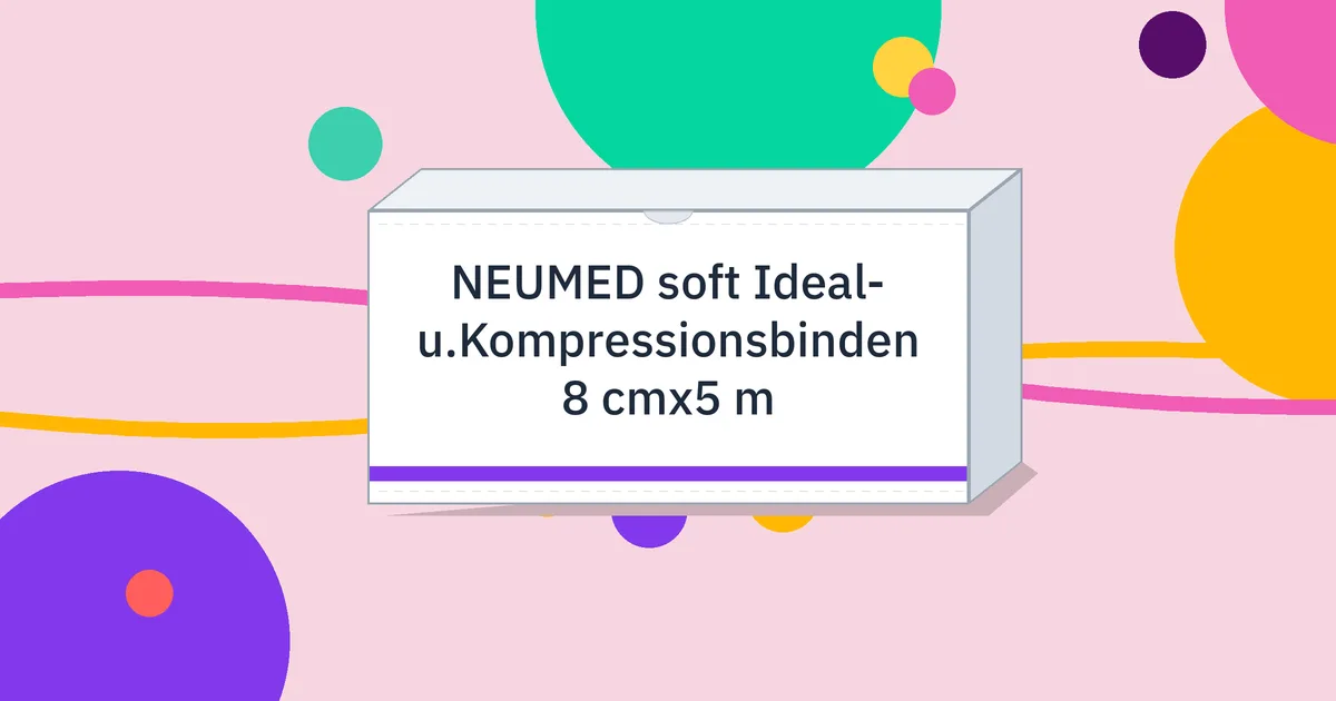 Symbolbild: Packung mit der Aufschrift NEUMED soft Ideal- u.Kompressionsbinden 8 cmx5 m (PZN 13652276) – Verfügbarkeit und Bezug in Apotheken in Frankfurt am Main