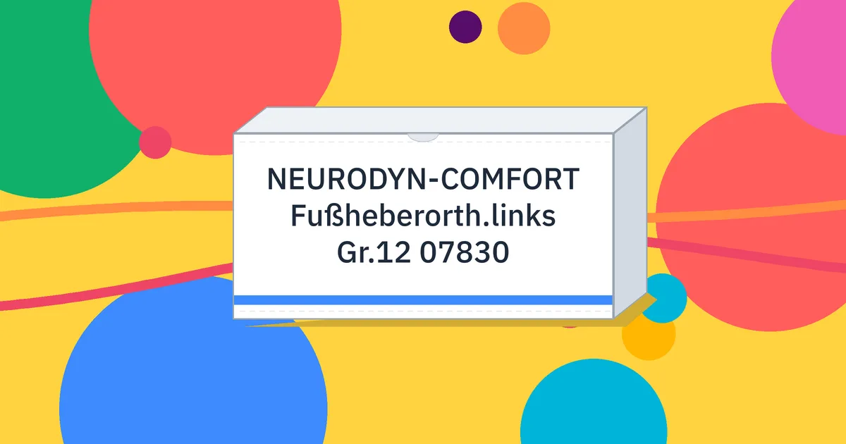 Symbolbild: Packung mit der Aufschrift NEURODYN-COMFORT Fußheberorth.links Gr.12 07830 (PZN 09389904) – Verfügbarkeit und Bezug in Apotheken in Frankfurt am Main
