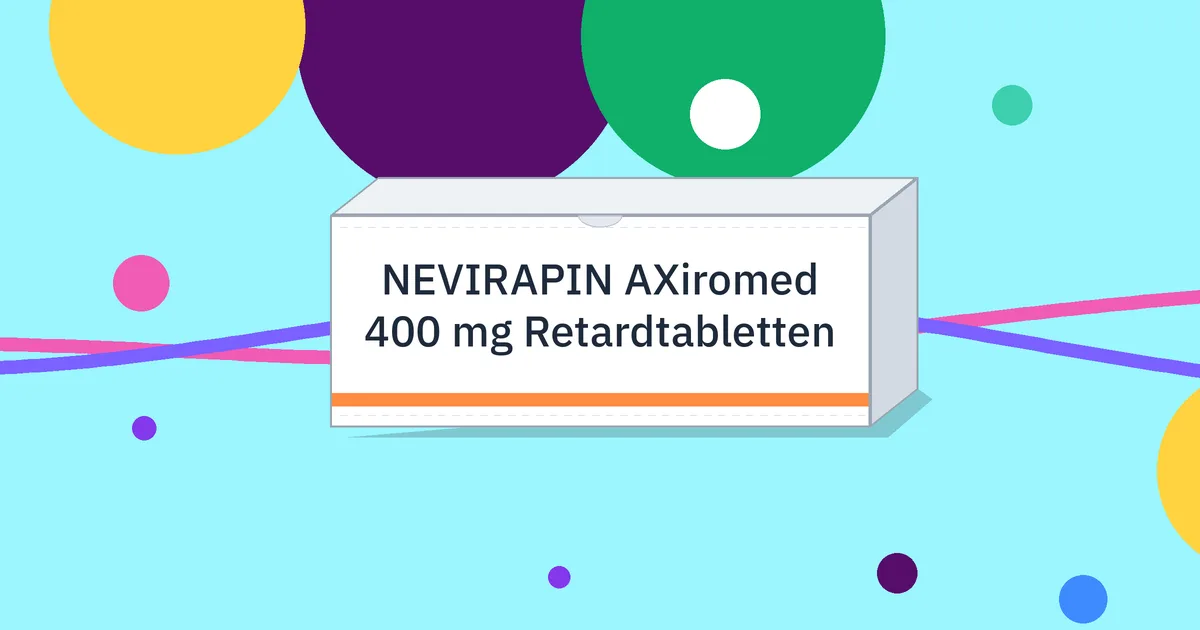 Symbolbild: Packung mit der Aufschrift NEVIRAPIN AXiromed 400 mg Retardtabletten (PZN 15425113) – Verfügbarkeit und Bezug in Apotheken in Frankfurt am Main