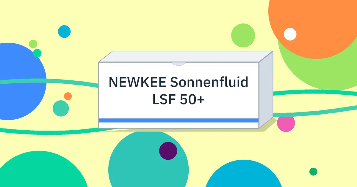 Symbolbild: Packung mit der Aufschrift NEWKEE Sonnenfluid LSF 50+ (PZN 20699858) – Verfügbarkeit und Bezug in Apotheken in Frankfurt am Main