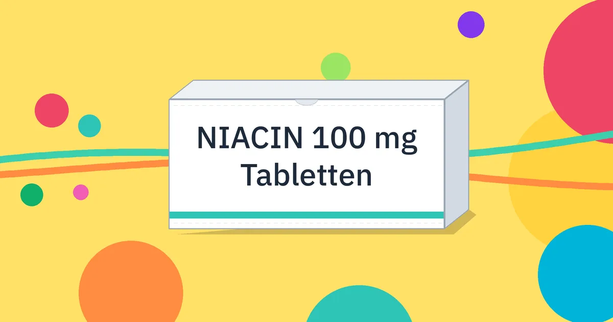 Symbolbild: Packung mit der Aufschrift NIACIN 100 mg Tabletten (PZN 13573938) – Verfügbarkeit und Bezug in Apotheken in Frankfurt am Main