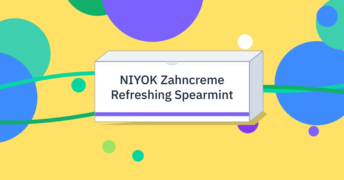 Symbolbild: Packung mit der Aufschrift NIYOK Zahncreme Refreshing Spearmint (PZN 19547942) – Verfügbarkeit und Bezug in Apotheken in Frankfurt am Main