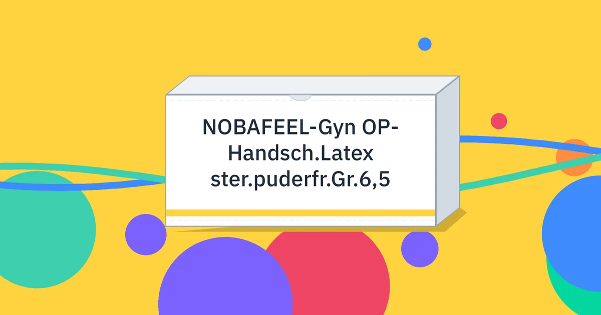 Symbolbild: Packung mit der Aufschrift NOBAFEEL-Gyn OP-Handsch.Latex ster.puderfr.Gr.6,5 (PZN 12421439) – Verfügbarkeit und Bezug in Apotheken in Frankfurt am Main