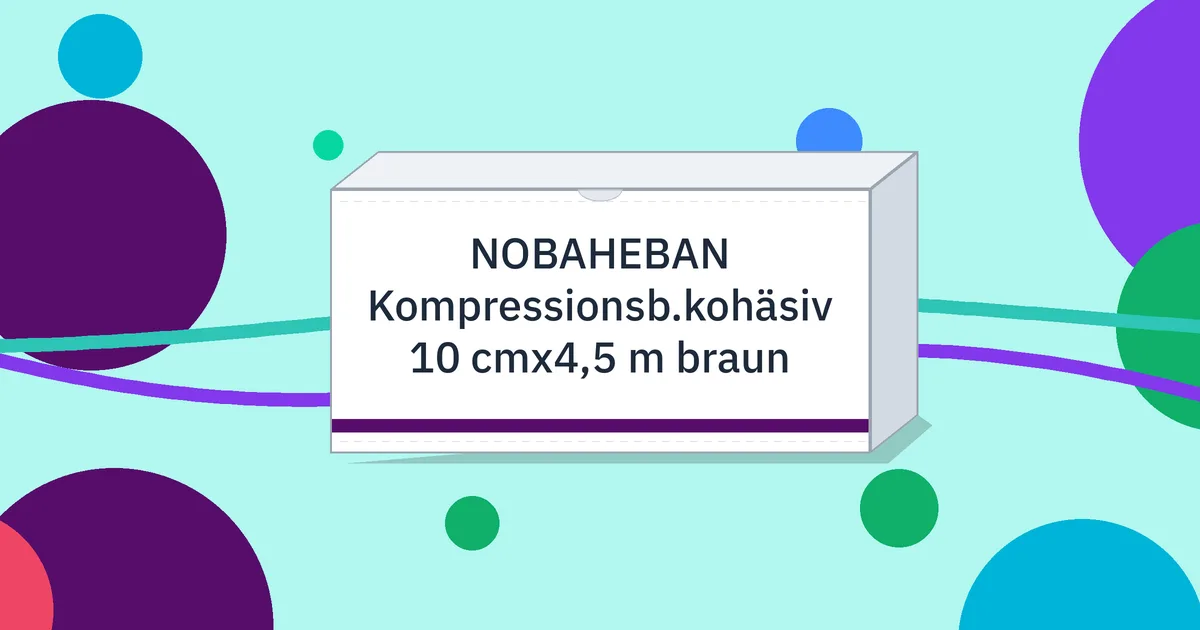 Symbolbild: Packung mit der Aufschrift NOBAHEBAN Kompressionsb.kohäsiv 10 cmx4,5 m braun (PZN 16028710) – Verfügbarkeit und Bezug in Apotheken in Frankfurt am Main