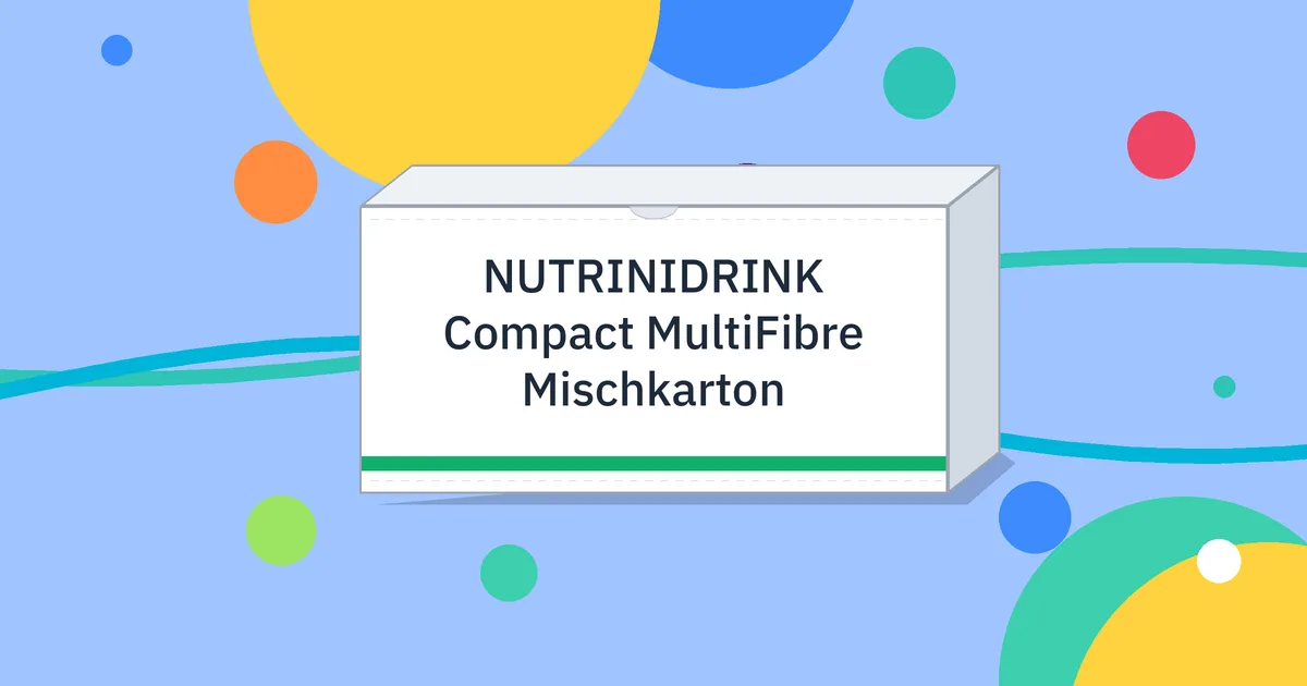 Symbolbild: Packung mit der Aufschrift NUTRINIDRINK Compact MultiFibre Mischkarton (PZN 20170980) – Verfügbarkeit und Bezug in Apotheken in Frankfurt am Main