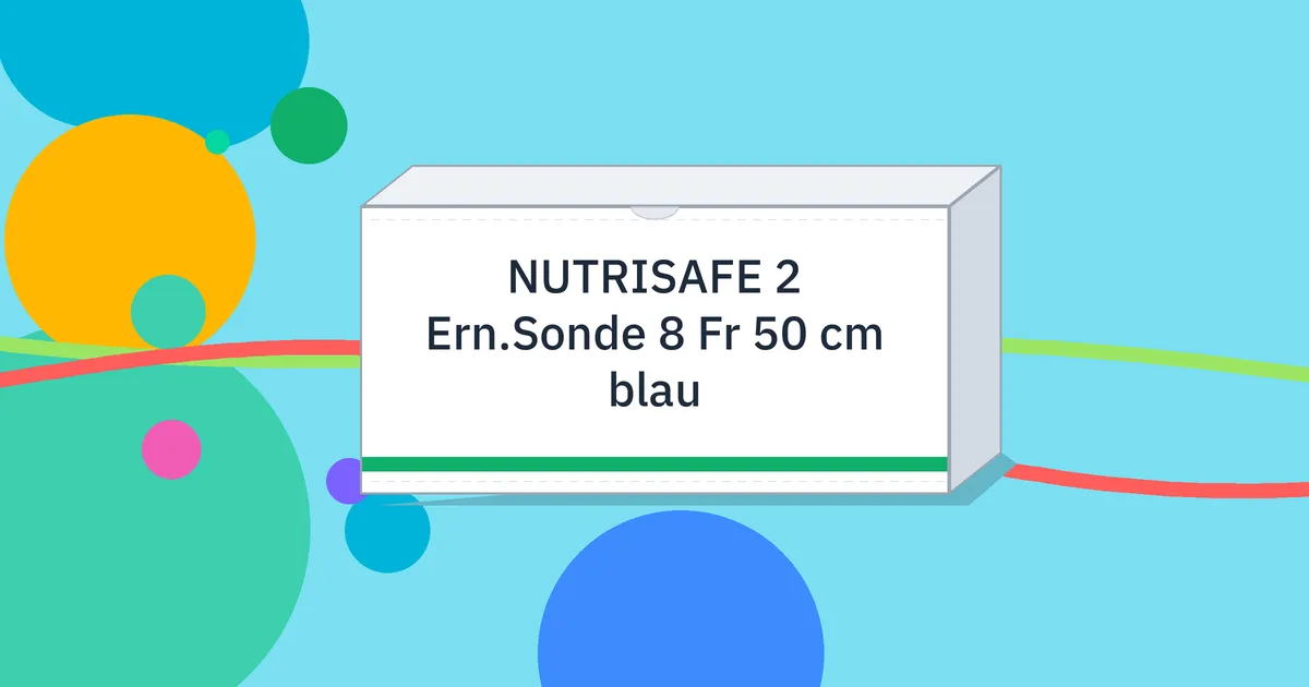 Symbolbild: Packung mit der Aufschrift NUTRISAFE 2 Ern.Sonde 8 Fr 50 cm blau (PZN 04120681) – Verfügbarkeit und Bezug in Apotheken in Frankfurt am Main