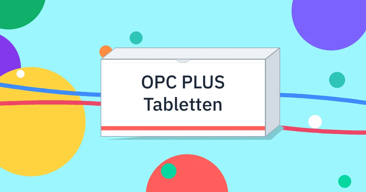 Symbolbild: Packung mit der Aufschrift OPC PLUS Tabletten (PZN 04683964) – Verfügbarkeit und Bezug in Apotheken in Frankfurt am Main