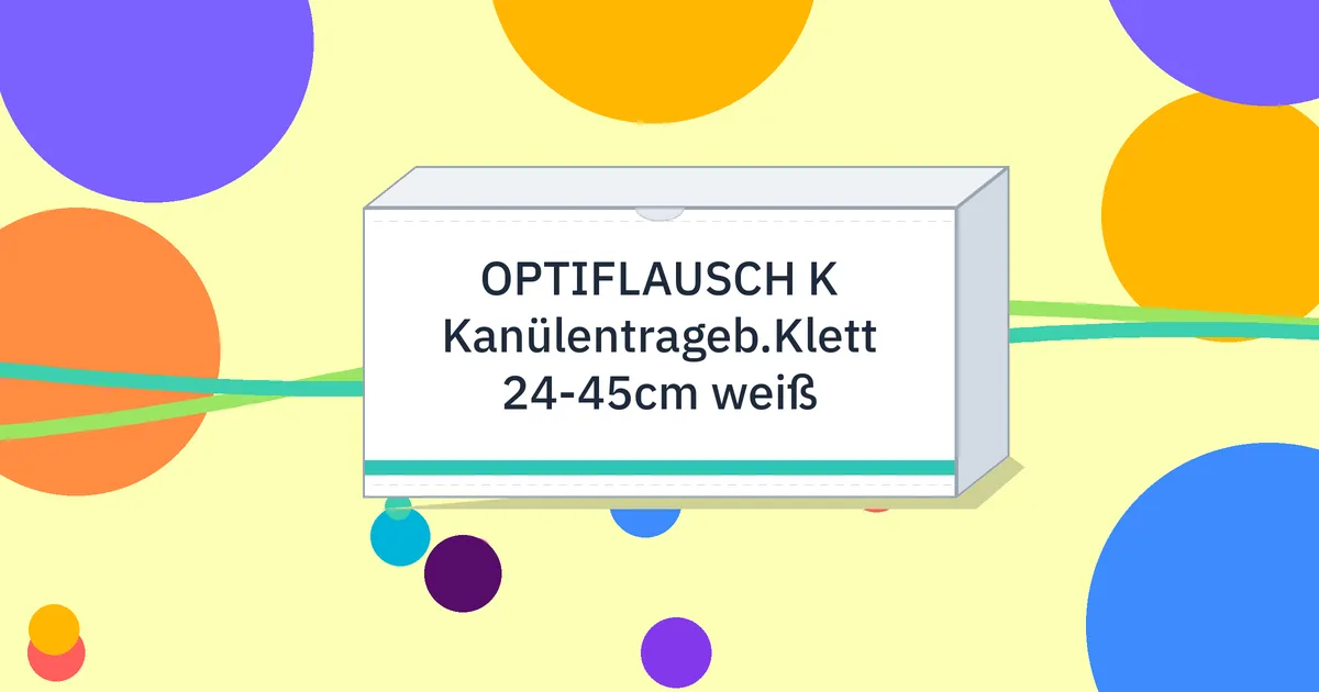 Symbolbild: Packung mit der Aufschrift OPTIFLAUSCH K Kanülentrageb.Klett 24-45cm weiß (PZN 01442906) – Verfügbarkeit und Bezug in Apotheken in Frankfurt am Main
