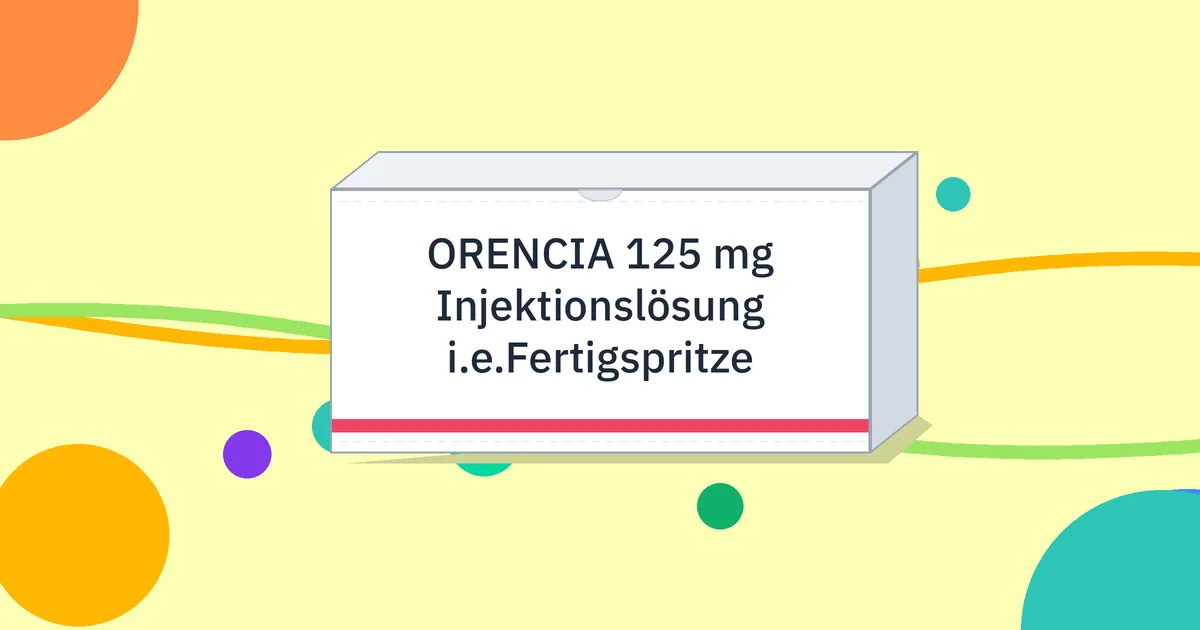 Symbolbild: Packung mit der Aufschrift ORENCIA 125 mg Injektionslösung i.e.Fertigspritze (PZN 12552868) – Verfügbarkeit und Bezug in Apotheken in Frankfurt am Main