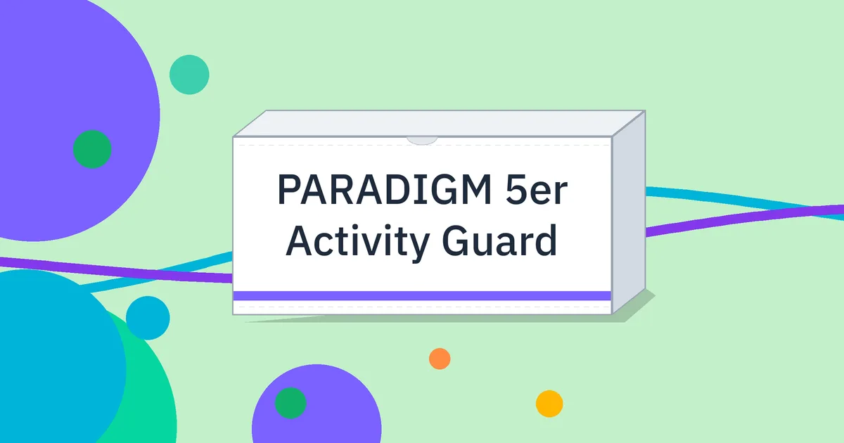 Symbolbild: Packung mit der Aufschrift PARADIGM 5er Activity Guard (PZN 01349667) – Verfügbarkeit und Bezug in Apotheken in Frankfurt am Main