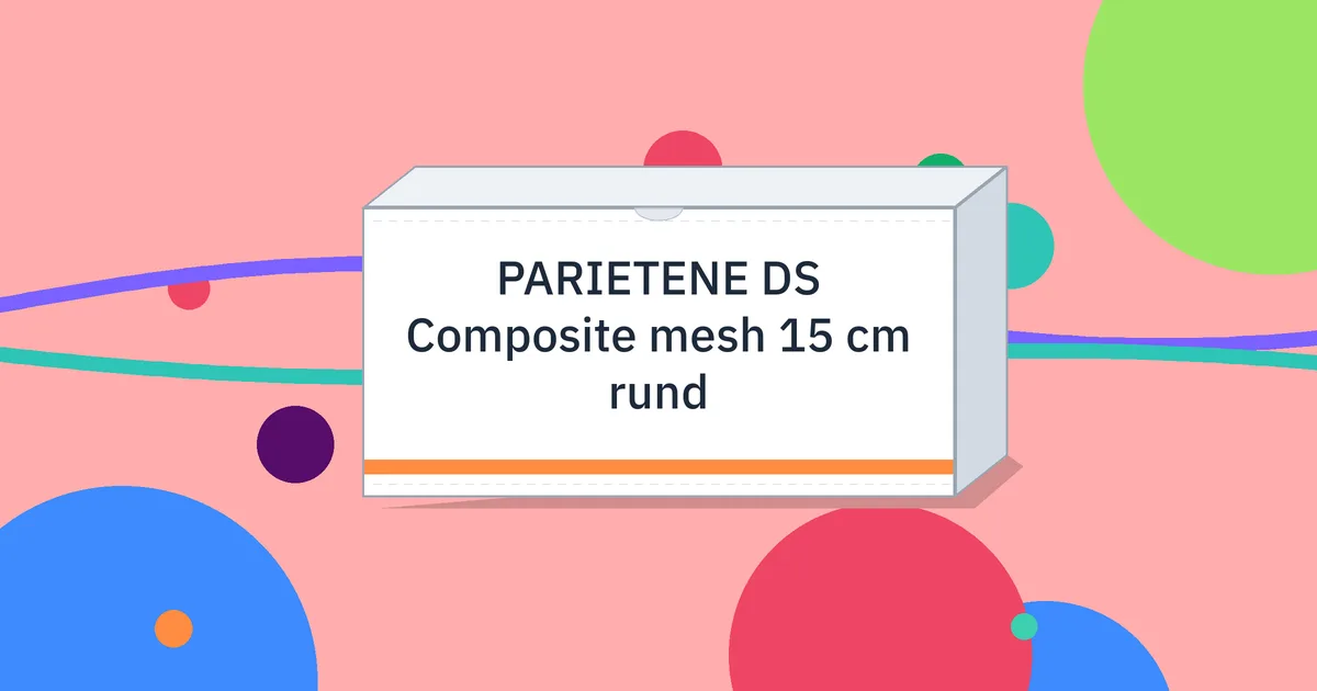 Symbolbild: Packung mit der Aufschrift PARIETENE DS Composite mesh 15 cm rund (PZN 18258354) – Verfügbarkeit und Bezug in Apotheken in Frankfurt am Main