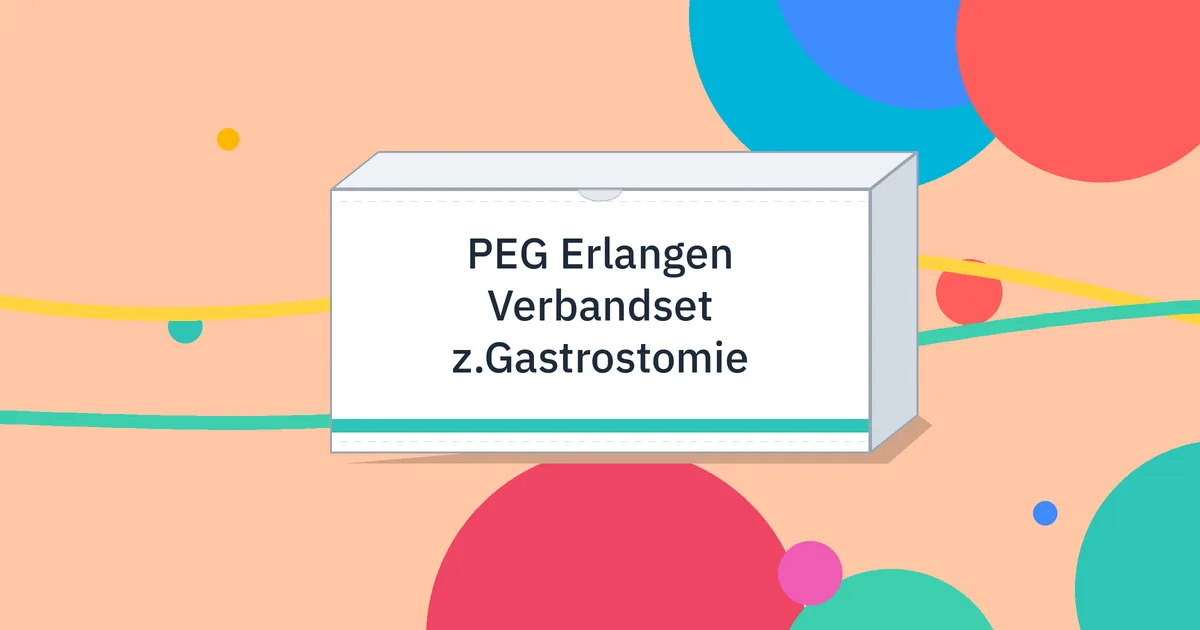 Symbolbild: Packung mit der Aufschrift PEG Erlangen Verbandset z.Gastrostomie (PZN 01753078) – Verfügbarkeit und Bezug in Apotheken in Frankfurt am Main