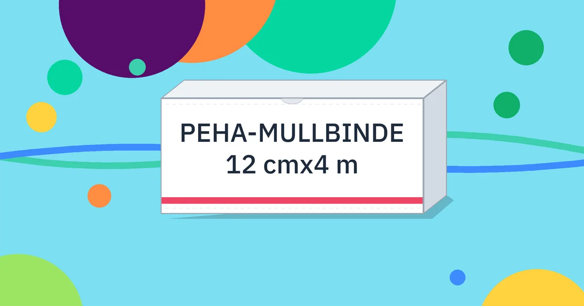 Symbolbild: Packung mit der Aufschrift PEHA-MULLBINDE 12 cmx4 m (PZN 15879133) – Verfügbarkeit und Bezug in Apotheken in Frankfurt am Main