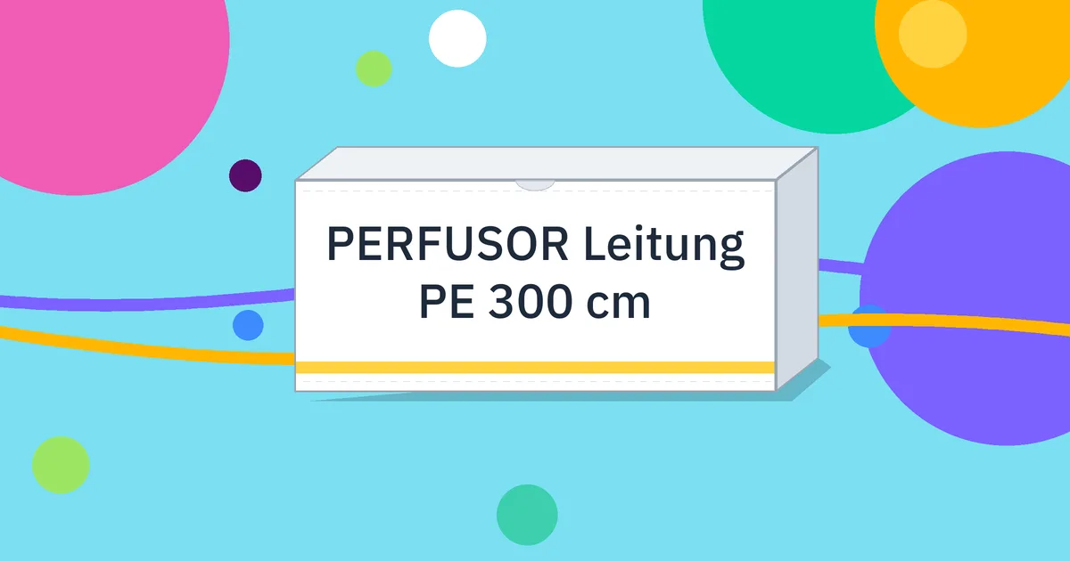Symbolbild: Packung mit der Aufschrift PERFUSOR Leitung PE 300 cm (PZN 06100665) – Verfügbarkeit und Bezug in Apotheken in Frankfurt am Main