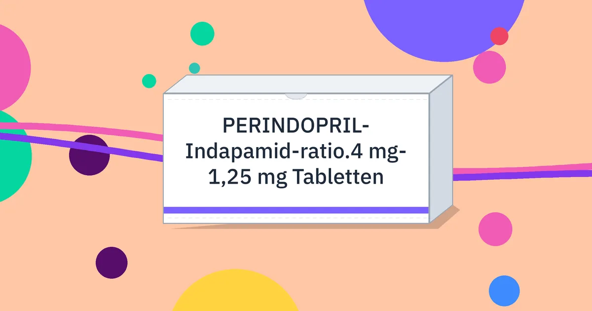 Symbolbild: Packung mit der Aufschrift PERINDOPRIL-Indapamid-ratio.4 mg-1,25 mg Tabletten (PZN 01249049) – Verfügbarkeit und Bezug in Apotheken in Frankfurt am Main