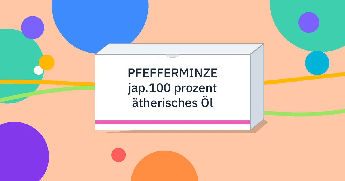 Symbolbild: Packung mit der Aufschrift PFEFFERMINZE jap.100 prozent ätherisches Öl (PZN 07206147) – Verfügbarkeit und Bezug in Apotheken in Frankfurt am Main