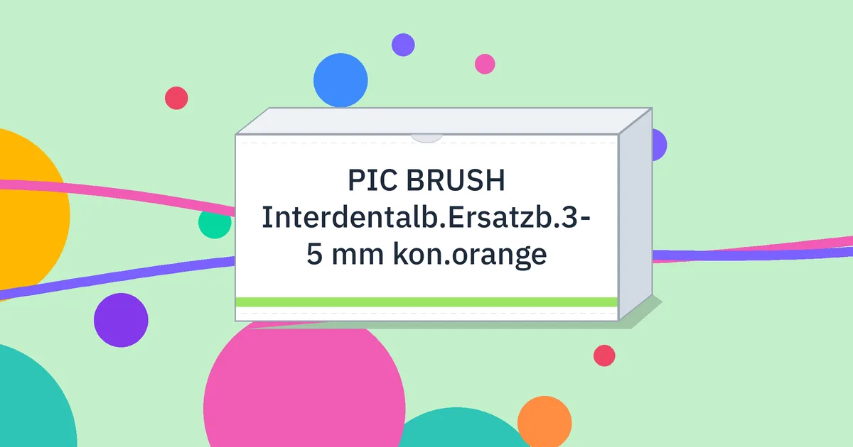 Symbolbild: Packung mit der Aufschrift PIC BRUSH Interdentalb.Ersatzb.3-5 mm kon.orange (PZN 02106748) – Verfügbarkeit und Bezug in Apotheken in Frankfurt am Main