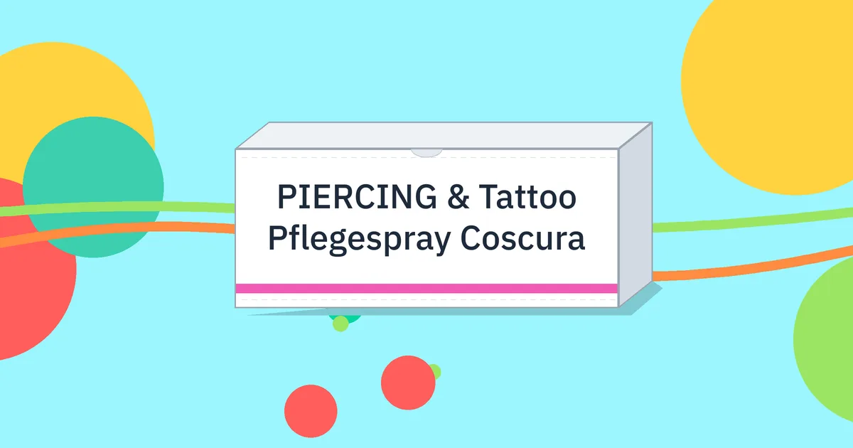 Symbolbild: Packung mit der Aufschrift PIERCING & Tattoo Pflegespray Coscura (PZN 11850262) – Verfügbarkeit und Bezug in Apotheken in Frankfurt am Main