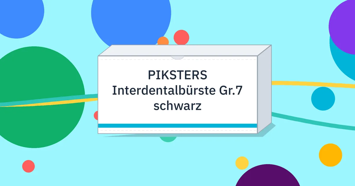 Symbolbild: Packung mit der Aufschrift PIKSTERS Interdentalbürste Gr.7 schwarz (PZN 17593292) – Verfügbarkeit und Bezug in Apotheken in Frankfurt am Main