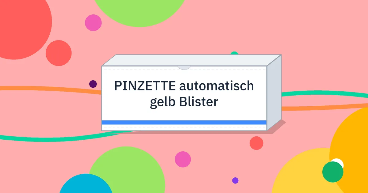 Symbolbild: Packung mit der Aufschrift PINZETTE automatisch gelb Blister (PZN 01596087) – Verfügbarkeit und Bezug in Apotheken in Frankfurt am Main