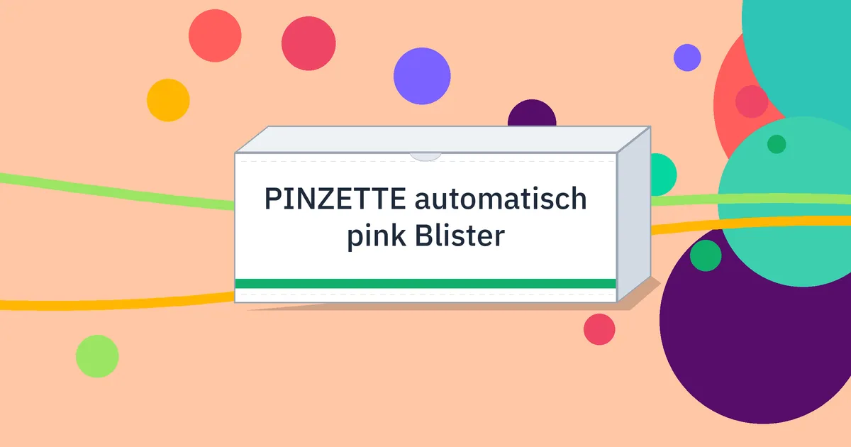 Symbolbild: Packung mit der Aufschrift PINZETTE automatisch pink Blister (PZN 01596242) – Verfügbarkeit und Bezug in Apotheken in Frankfurt am Main