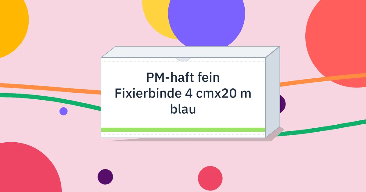 Symbolbild: Packung mit der Aufschrift PM-haft fein Fixierbinde 4 cmx20 m blau (PZN 18845086) – Verfügbarkeit und Bezug in Apotheken in Frankfurt am Main