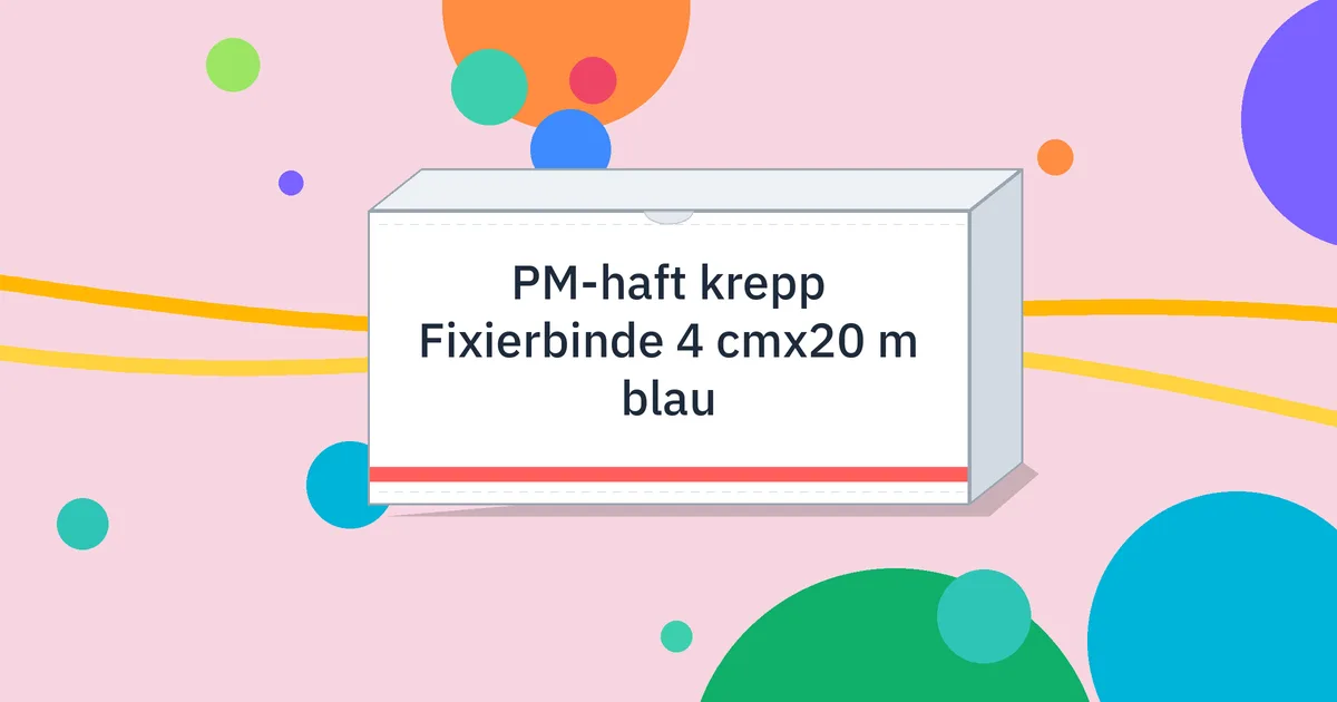 Symbolbild: Packung mit der Aufschrift PM-haft krepp Fixierbinde 4 cmx20 m blau (PZN 18845643) – Verfügbarkeit und Bezug in Apotheken in Frankfurt am Main