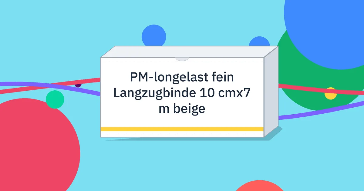 Symbolbild: Packung mit der Aufschrift PM-longelast fein Langzugbinde 10 cmx7 m beige (PZN 18844879) – Verfügbarkeit und Bezug in Apotheken in Frankfurt am Main