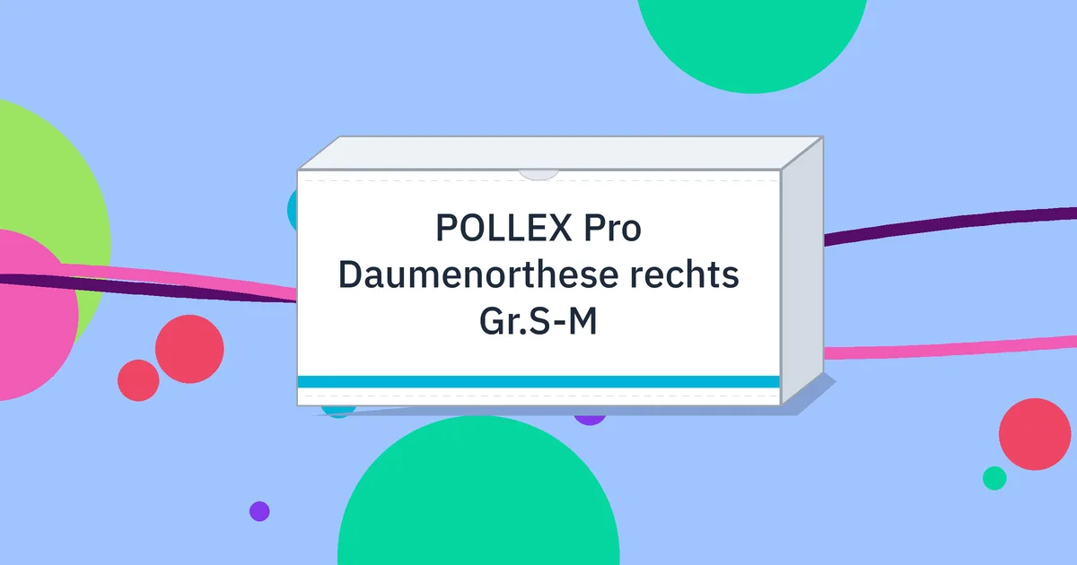 Symbolbild: Packung mit der Aufschrift POLLEX Pro Daumenorthese rechts Gr.S-M (PZN 17373805) – Verfügbarkeit und Bezug in Apotheken in Frankfurt am Main
