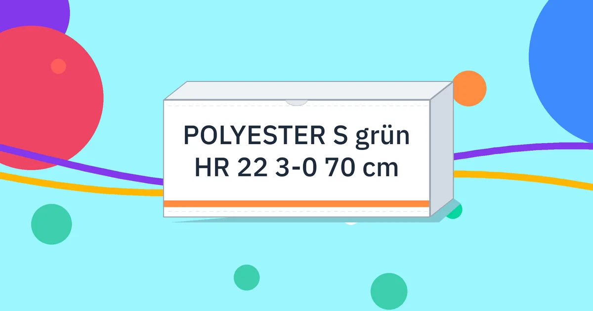 Symbolbild: Packung mit der Aufschrift POLYESTER S grün HR 22 3-0 70 cm (PZN 07327193) – Verfügbarkeit und Bezug in Apotheken in Frankfurt am Main