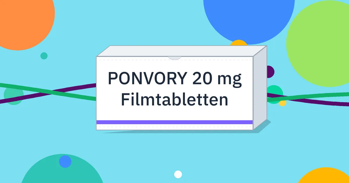 Symbolbild: Packung mit der Aufschrift PONVORY 20 mg Filmtabletten (PZN 18074134) – Verfügbarkeit und Bezug in Apotheken in Frankfurt am Main