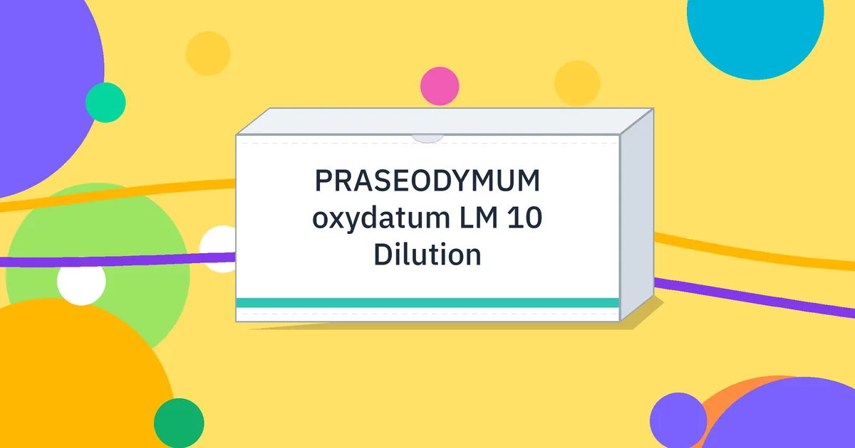 Symbolbild: Packung mit der Aufschrift PRASEODYMUM oxydatum LM 10 Dilution (PZN 13666568) – Verfügbarkeit und Bezug in Apotheken in Frankfurt am Main
