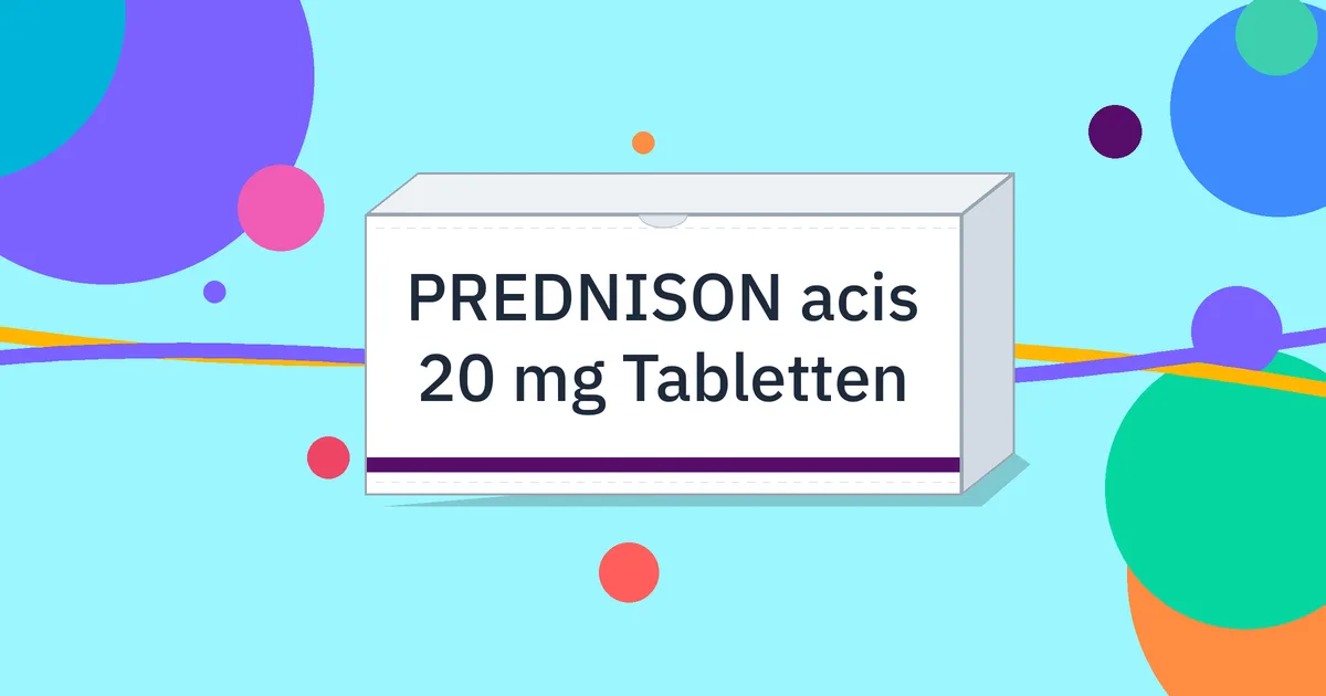 Symbolbild: Packung mit der Aufschrift PREDNISON acis 20 mg Tabletten (PZN 02231620) – Verfügbarkeit und Bezug in Apotheken in Frankfurt am Main