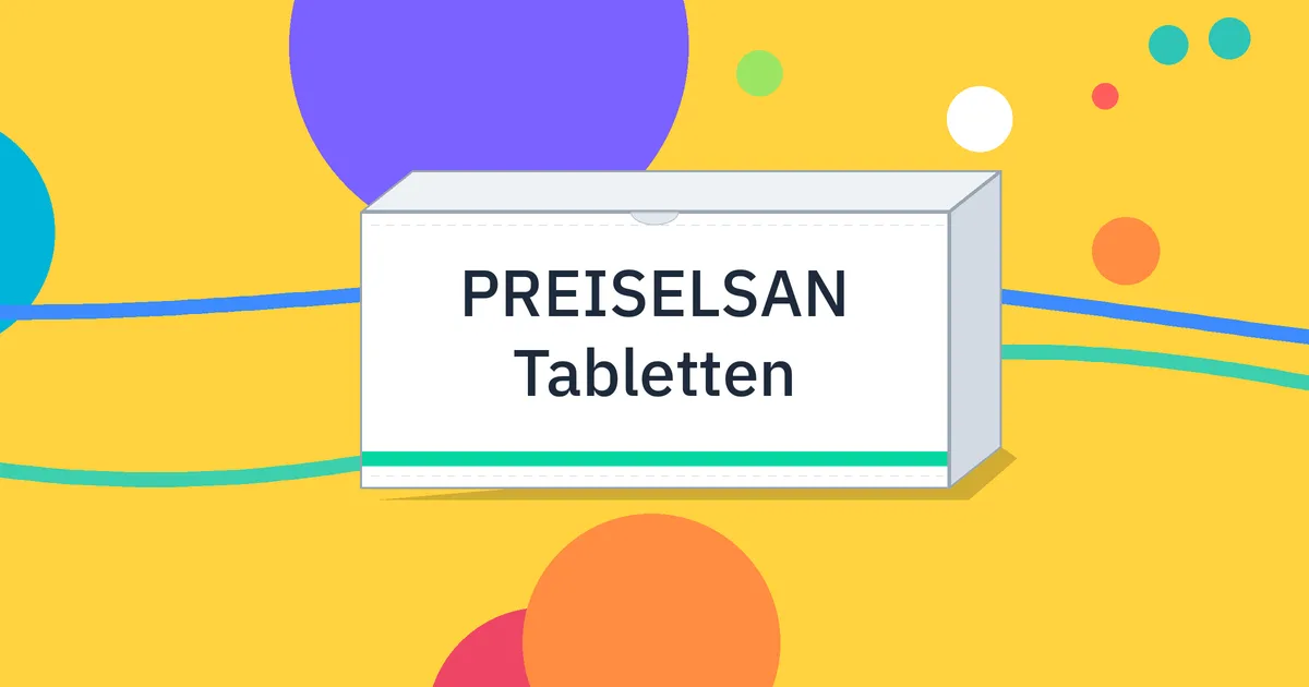 Symbolbild: Packung mit der Aufschrift PREISELSAN Tabletten (PZN 07554871) – Verfügbarkeit und Bezug in Apotheken in Frankfurt am Main