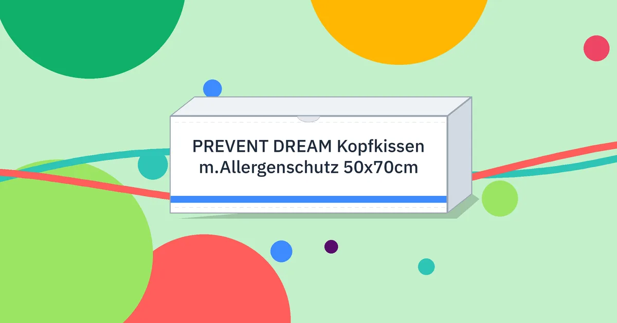 Symbolbild: Packung mit der Aufschrift PREVENT DREAM Kopfkissen m.Allergenschutz 50x70cm (PZN 13423630) – Verfügbarkeit und Bezug in Apotheken in Frankfurt am Main