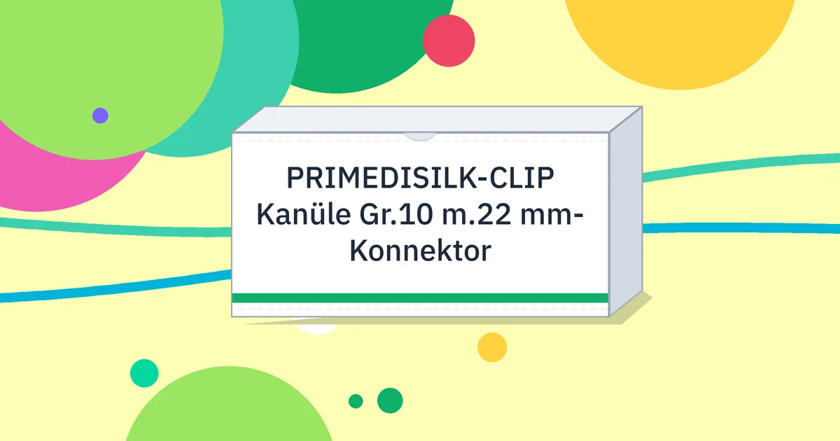 Symbolbild: Packung mit der Aufschrift PRIMEDISILK-CLIP Kanüle Gr.10 m.22 mm-Konnektor (PZN 10780737) – Verfügbarkeit und Bezug in Apotheken in Frankfurt am Main