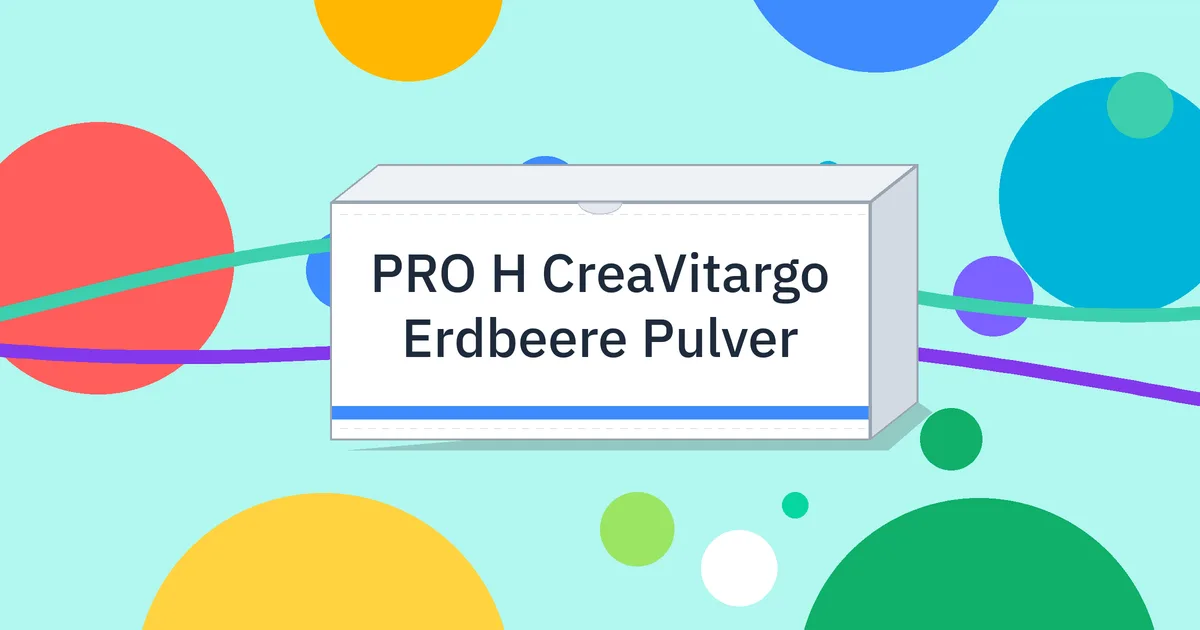 Symbolbild: Packung mit der Aufschrift PRO H CreaVitargo Erdbeere Pulver (PZN 07681718) – Verfügbarkeit und Bezug in Apotheken in Frankfurt am Main