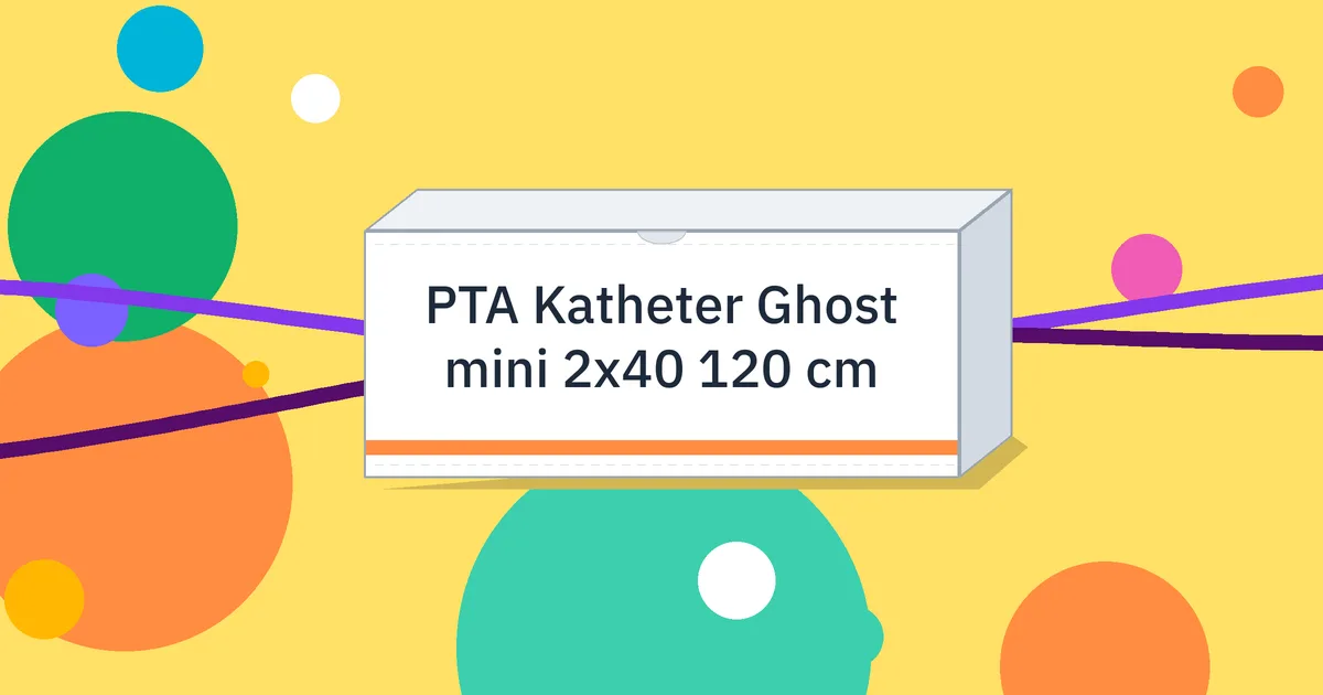 Symbolbild: Packung mit der Aufschrift PTA Katheter Ghost mini 2x40 120 cm (PZN 00140037) – Verfügbarkeit und Bezug in Apotheken in Frankfurt am Main