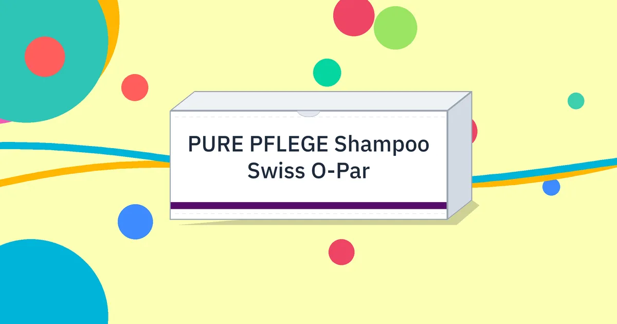 Symbolbild: Packung mit der Aufschrift PURE PFLEGE Shampoo Swiss O-Par (PZN 12361111) – Verfügbarkeit und Bezug in Apotheken in Frankfurt am Main