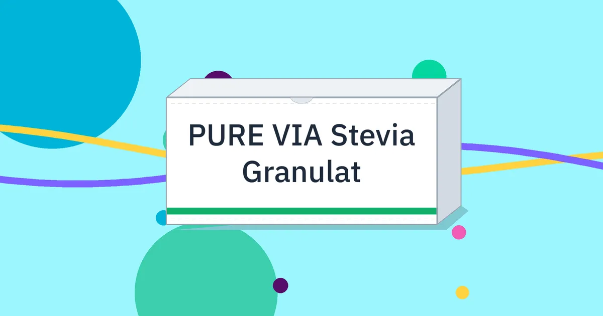 Symbolbild: Packung mit der Aufschrift PURE VIA Stevia Granulat (PZN 19731918) – Verfügbarkeit und Bezug in Apotheken in Frankfurt am Main