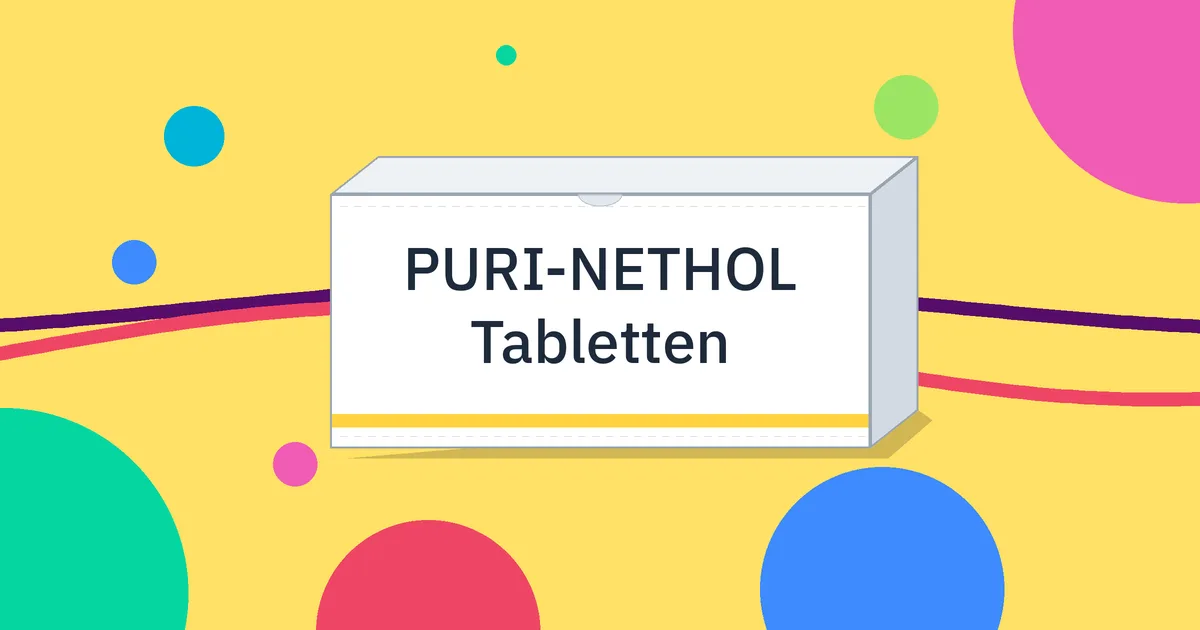 Symbolbild: Packung mit der Aufschrift PURI-NETHOL Tabletten (PZN 00847676) – Verfügbarkeit und Bezug in Apotheken in Frankfurt am Main