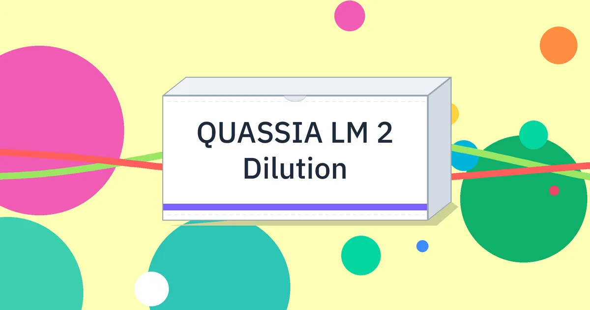 Symbolbild: Packung mit der Aufschrift QUASSIA LM 2 Dilution (PZN 13673077) – Verfügbarkeit und Bezug in Apotheken in Frankfurt am Main