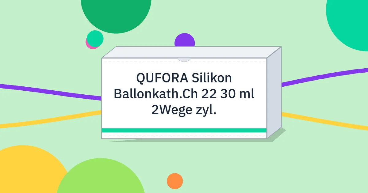 Symbolbild: Packung mit der Aufschrift QUFORA Silikon Ballonkath.Ch 22 30 ml 2Wege zyl. (PZN 05129402) – Verfügbarkeit und Bezug in Apotheken in Frankfurt am Main