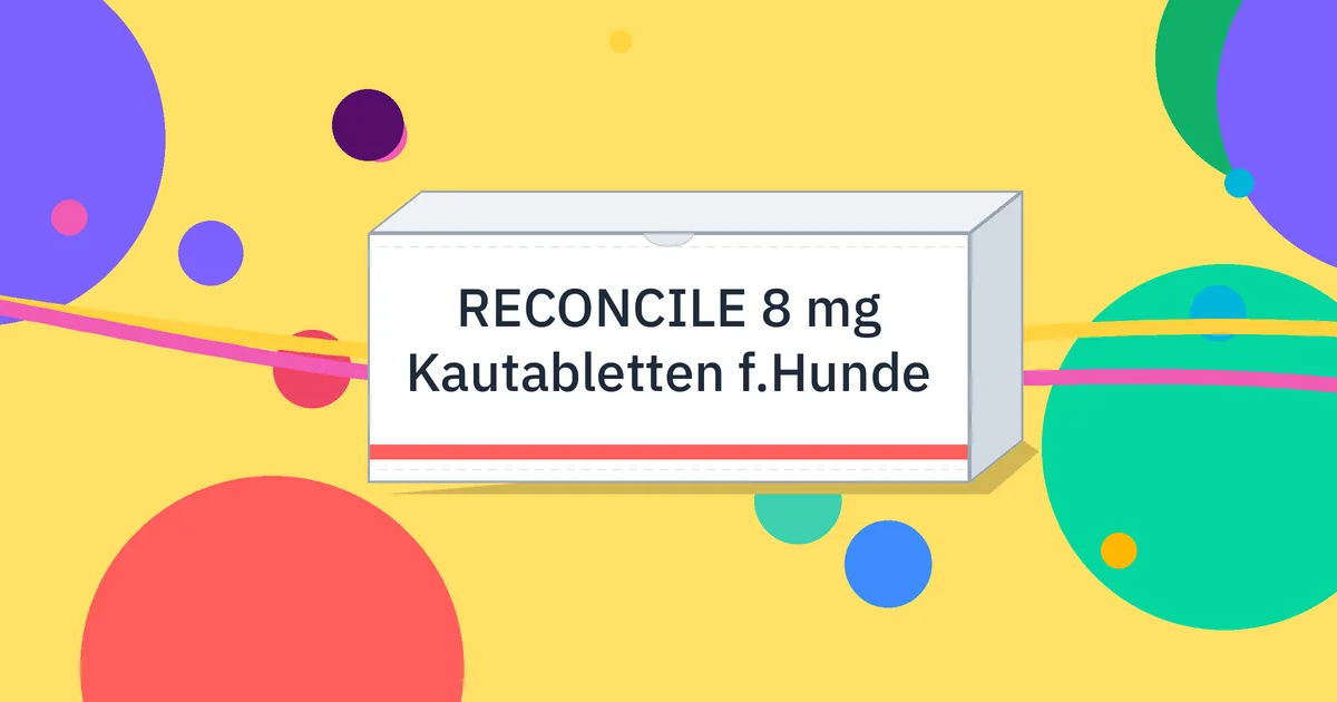 Symbolbild: Packung mit der Aufschrift RECONCILE 8 mg Kautabletten f.Hunde (PZN 20858245) – Verfügbarkeit und Bezug in Apotheken in Frankfurt am Main